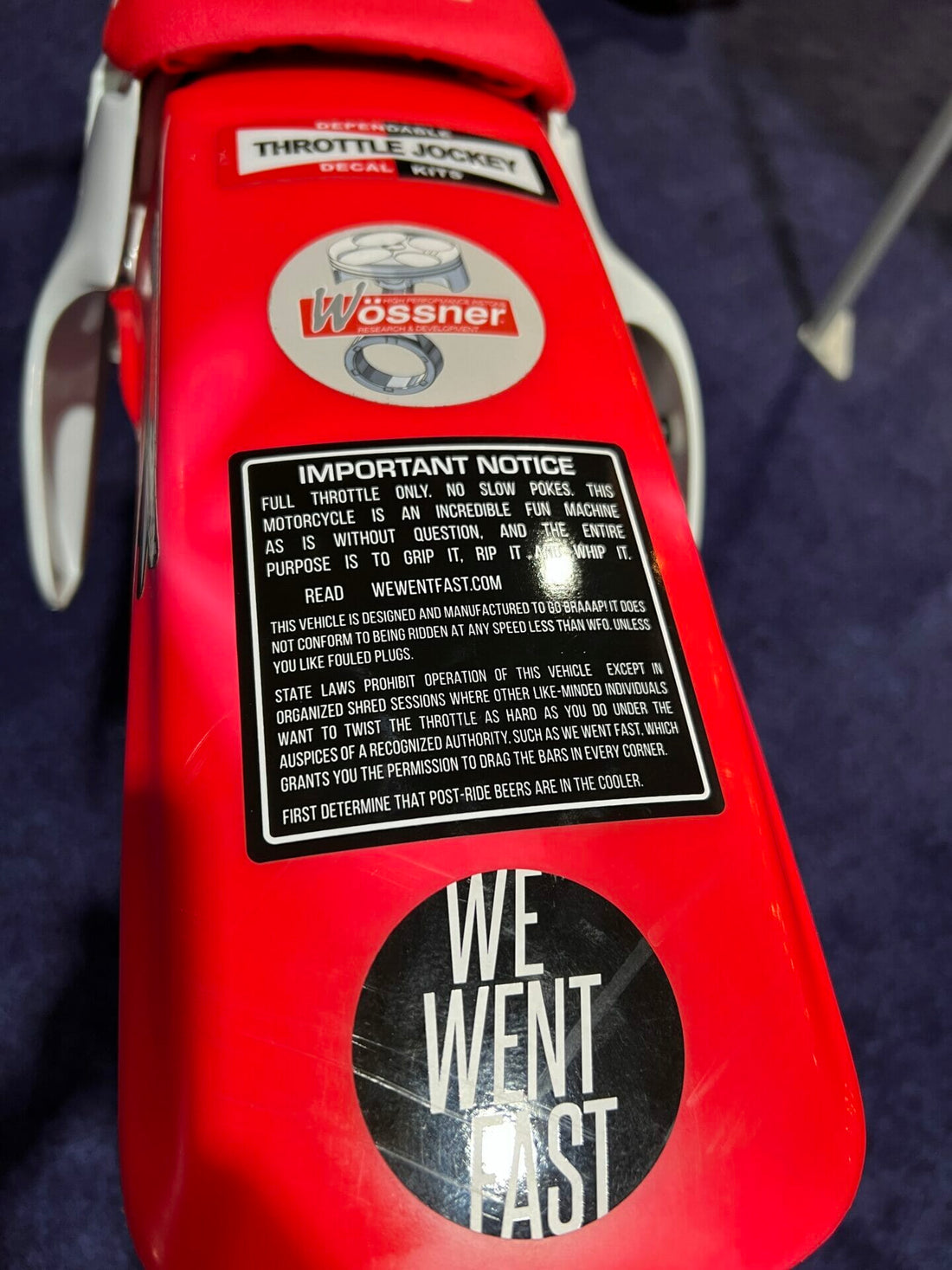 Important Notice Sticker – We Went Fast Shop